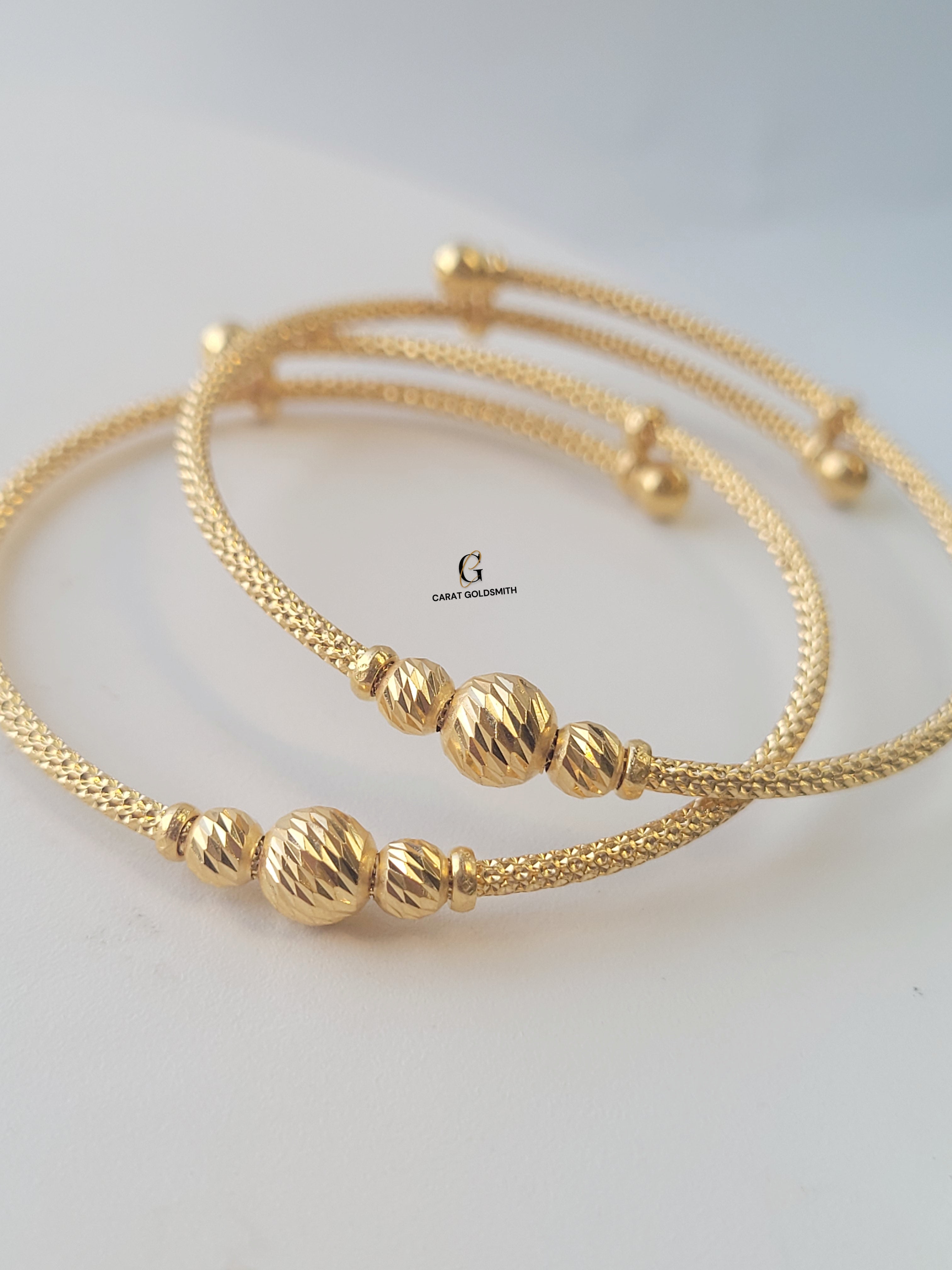 3 BALL DESIGN ADJUSTABLE BANGLES (PAIR) – Carat Goldsmith